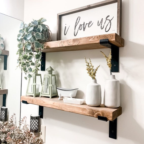 Farmhouse Rustic Floating Shelf L Bracket Industrial Bracket - Etsy