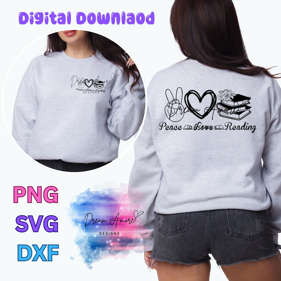 Peace Love Reading Svg Book Svg Reading Svg Digital Download ...