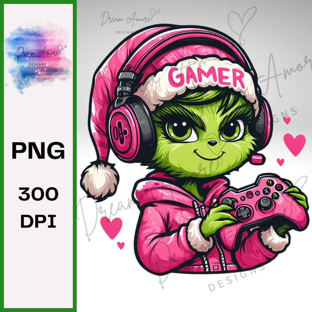 Grinch Playing Video Games Png Gaming Grinch Png Grinch Sublimation Images Digital Download Girl ...