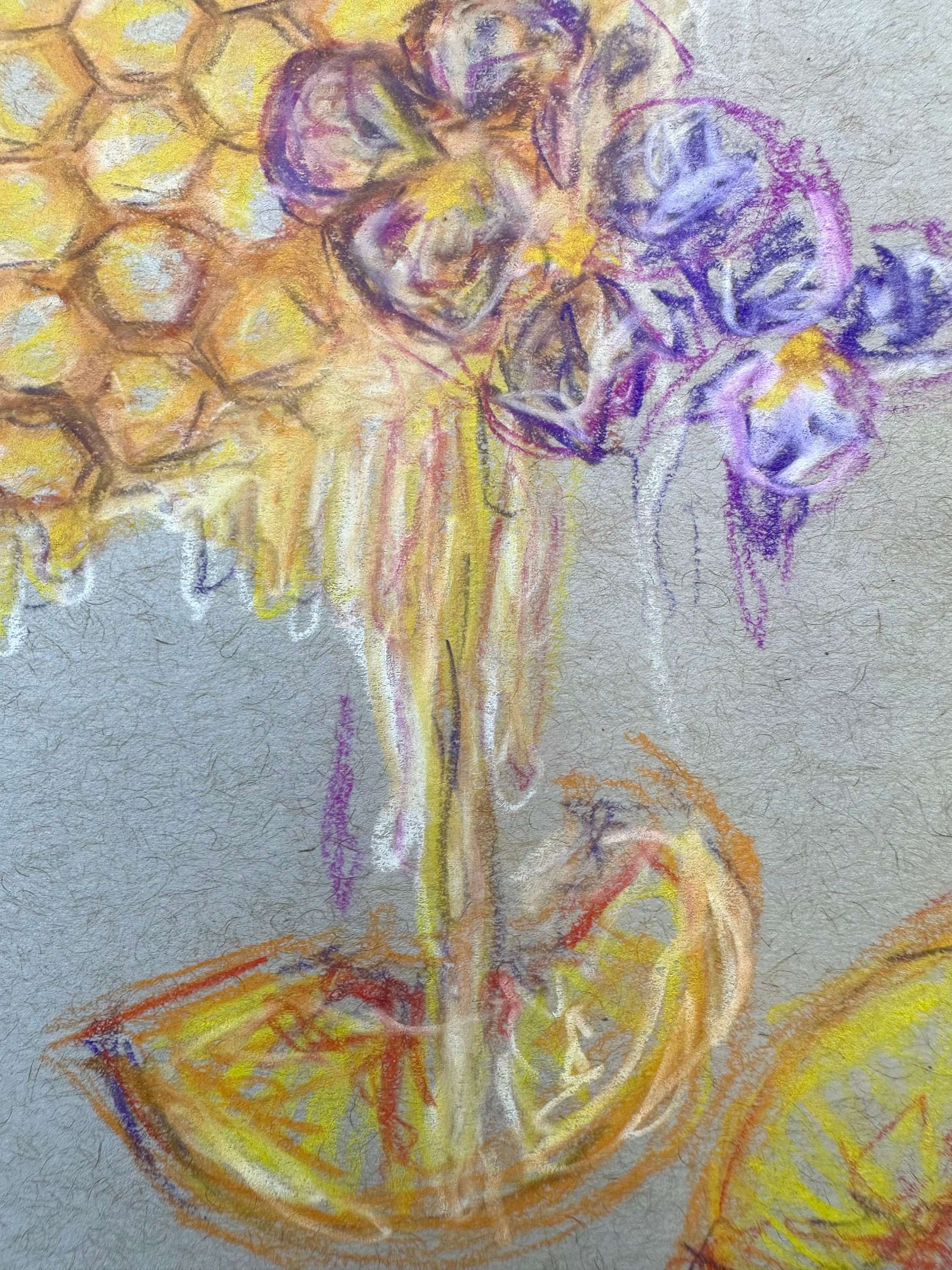 Honeycomb and Violets Original Drawing Chalk Pastel Original Art - Etsy