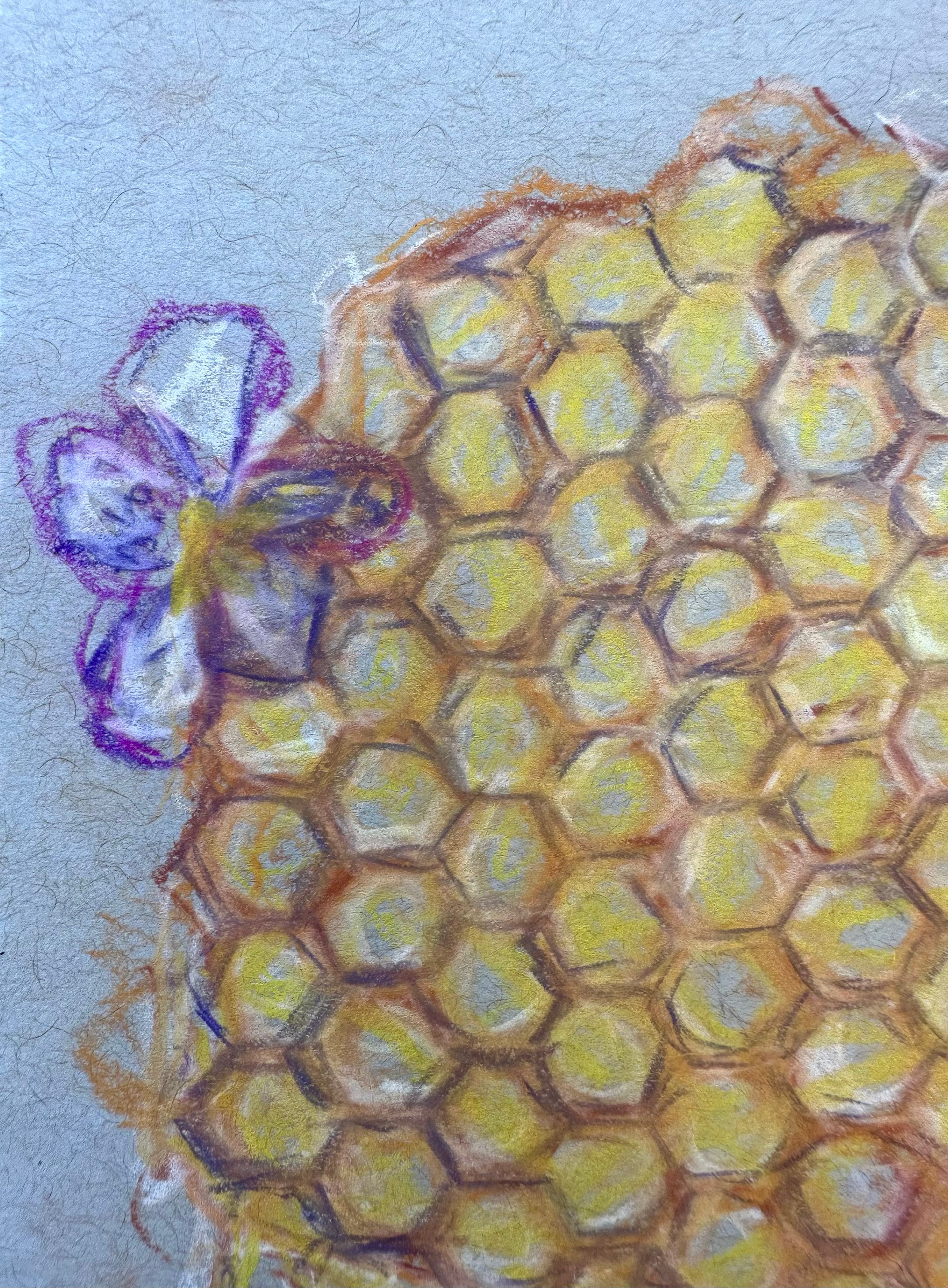 Honeycomb and Violets Original Drawing Chalk Pastel Original Art - Etsy