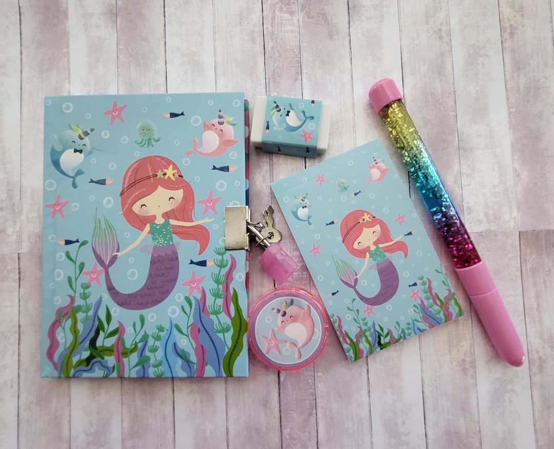 Little Mermaid Journal Set: Diary, Glitter Pen, Notepad - Etsy