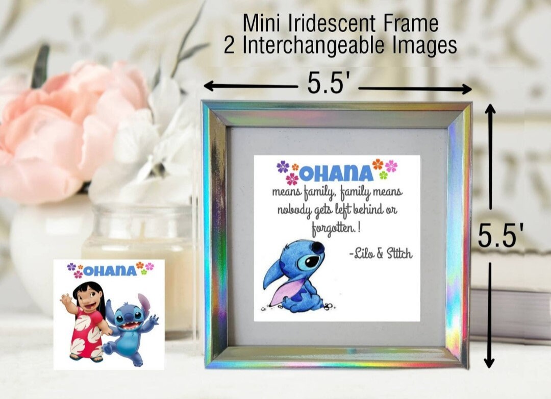 Disney's Stich Ohana 2 in 1 Images Mini Iridescent Frame. Perfect for ...