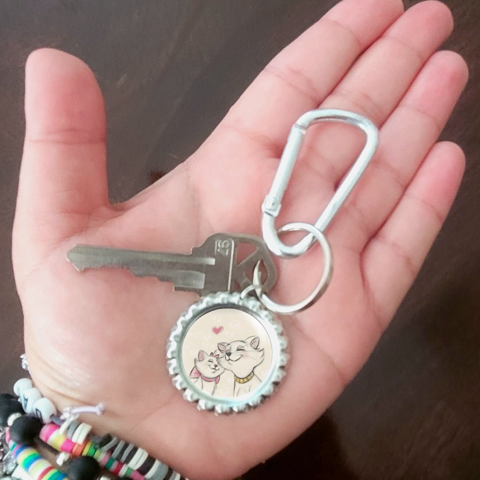Aristocats Keychain: Marie and Duchess Bottlecap Charm - Etsy
