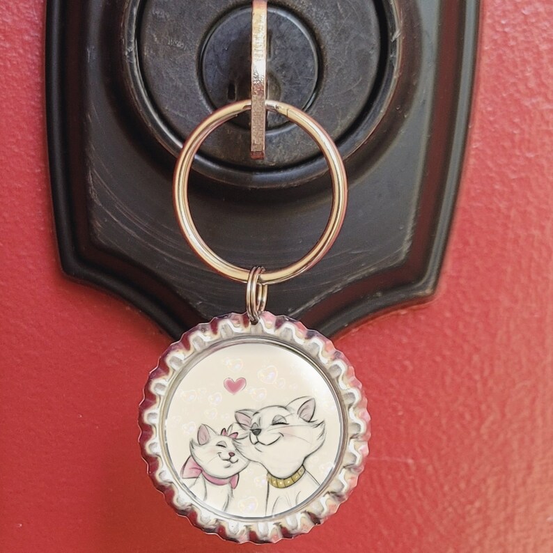Aristocats Keychain: Marie and Duchess Bottlecap Charm - Etsy