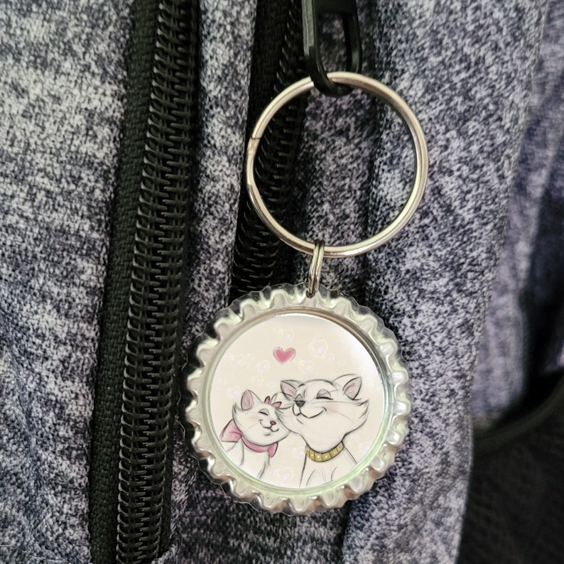 Aristocats Keychain: Marie and Duchess Bottlecap Charm - Etsy