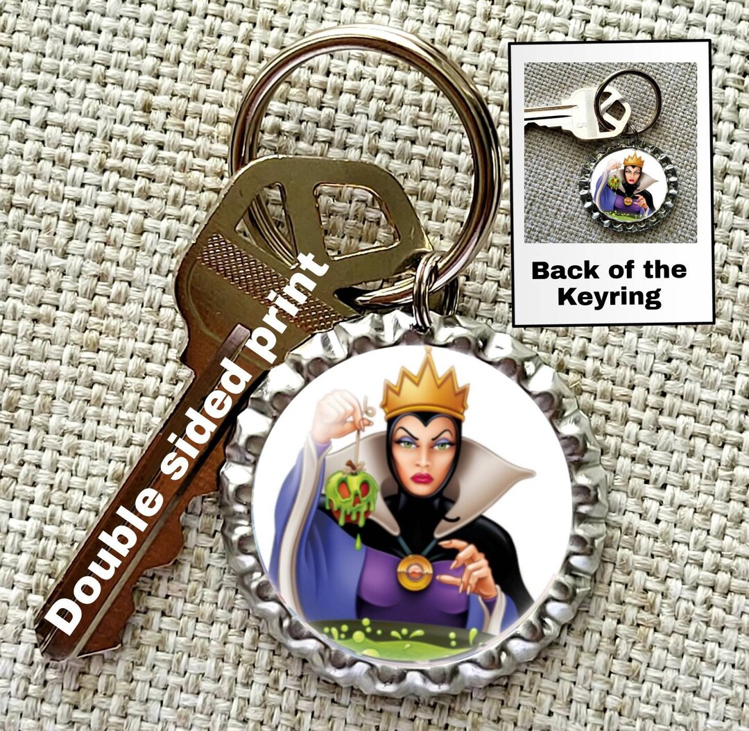 Disney Villains Evil Queen, Bottlecap Keyring, Bag Charm, Gym Bag Lock ...
