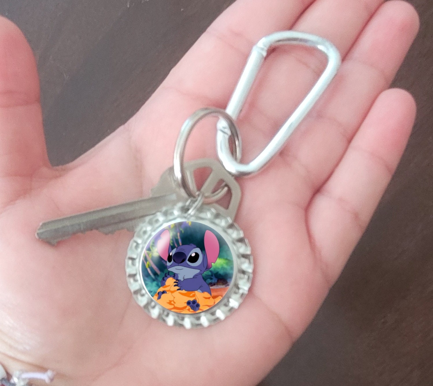 Stitch. From Disney's Lilo & Stitch. Bottlecap Keychain, Keyring, Bag ...