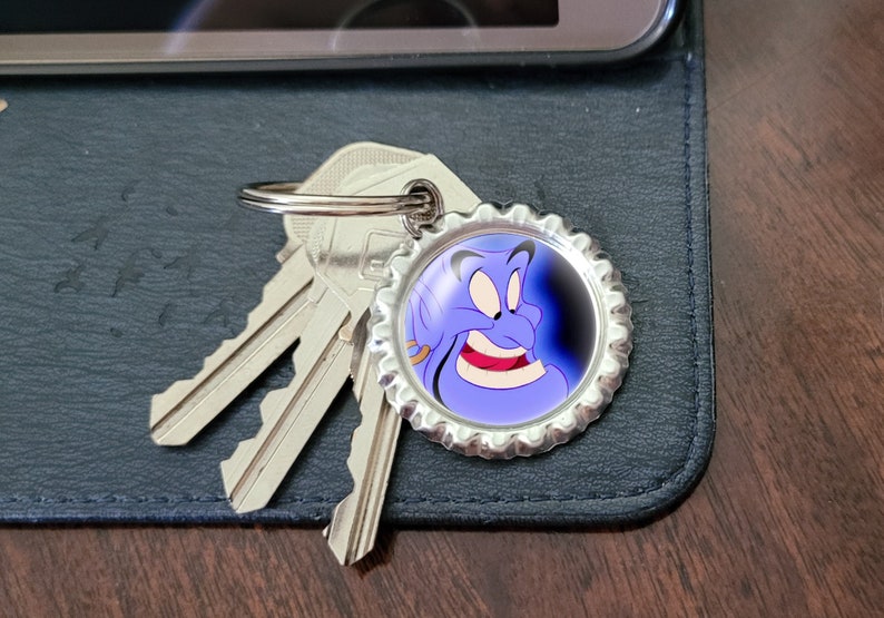 Genie From Disney's Aladdin. Bottlecap Keychain Keyring - Etsy