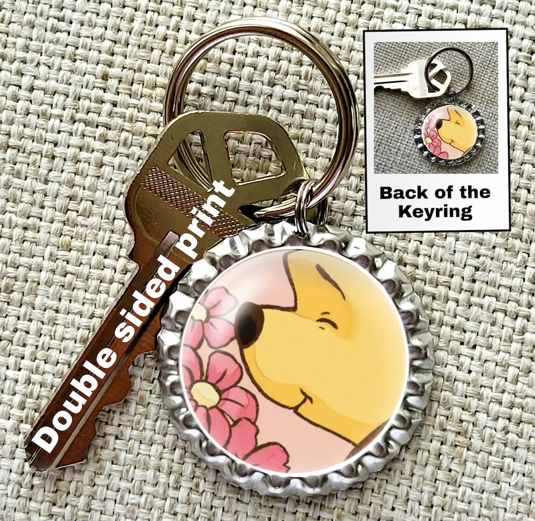 Pooh Keychain Keyring Disney's "winnie the Pooh" Smelling Flowers Bag ...