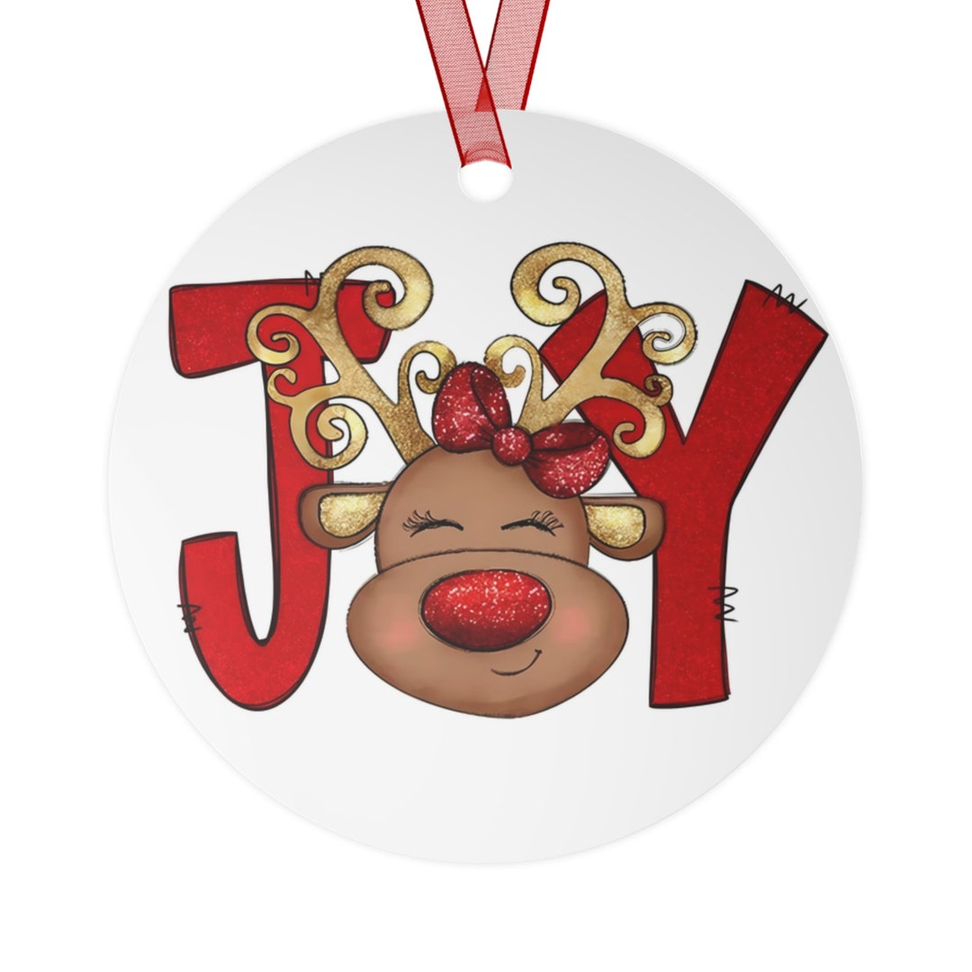 Christmas "joy" Deer Metal Ornament - Etsy