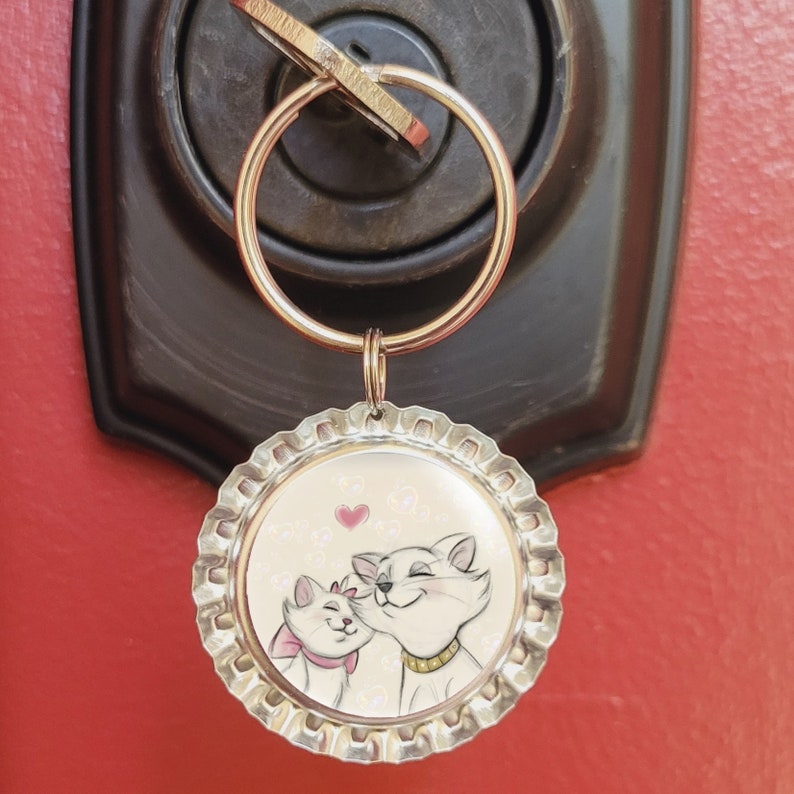 Aristocats Keychain: Marie and Duchess Bottlecap Charm - Etsy