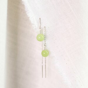 Jade Earrings | Silver or Gold | Jade Drop Earrings | Jade Threader ...