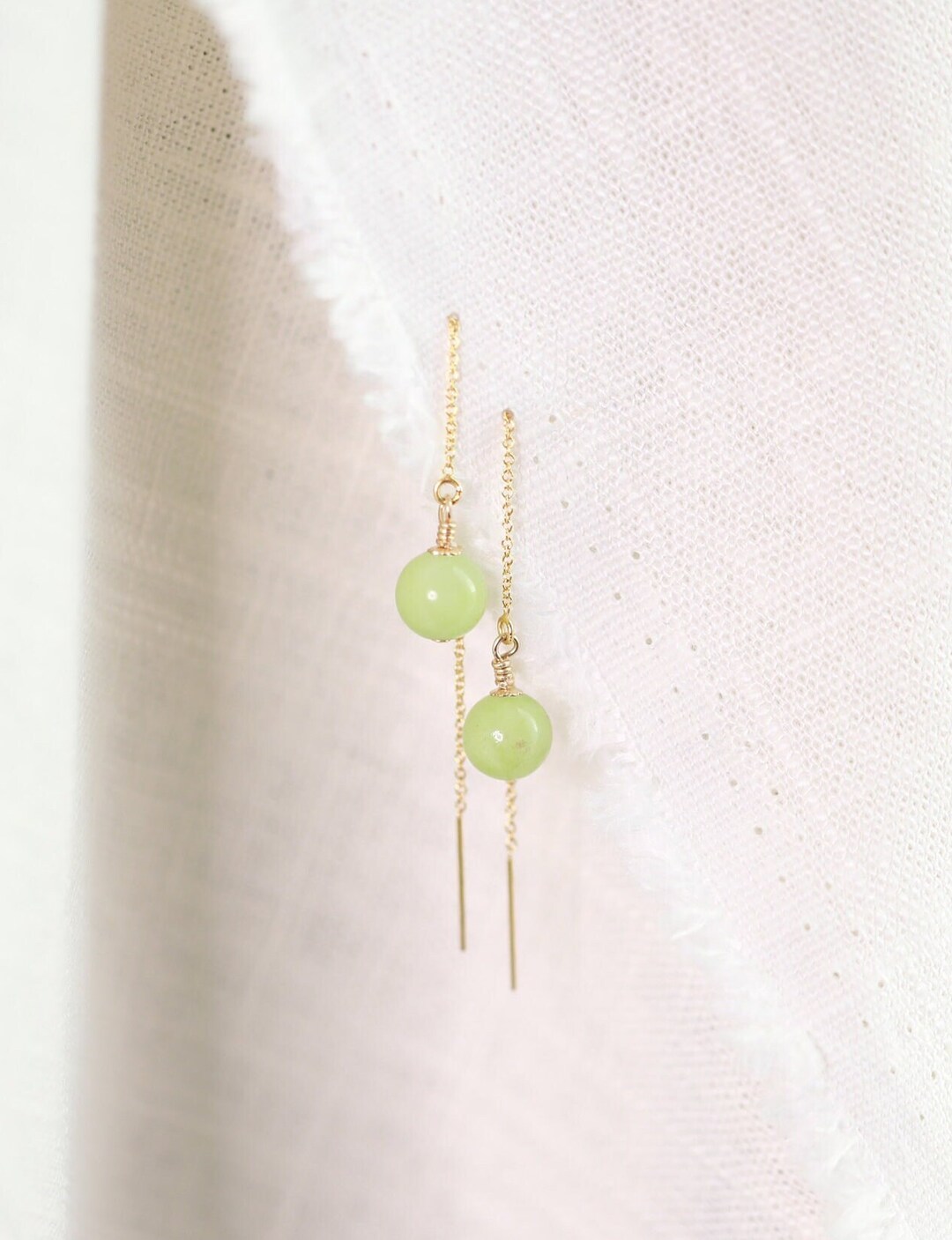 Jade Earrings | Silver or Gold | Jade Drop Earrings | Jade Threader ...