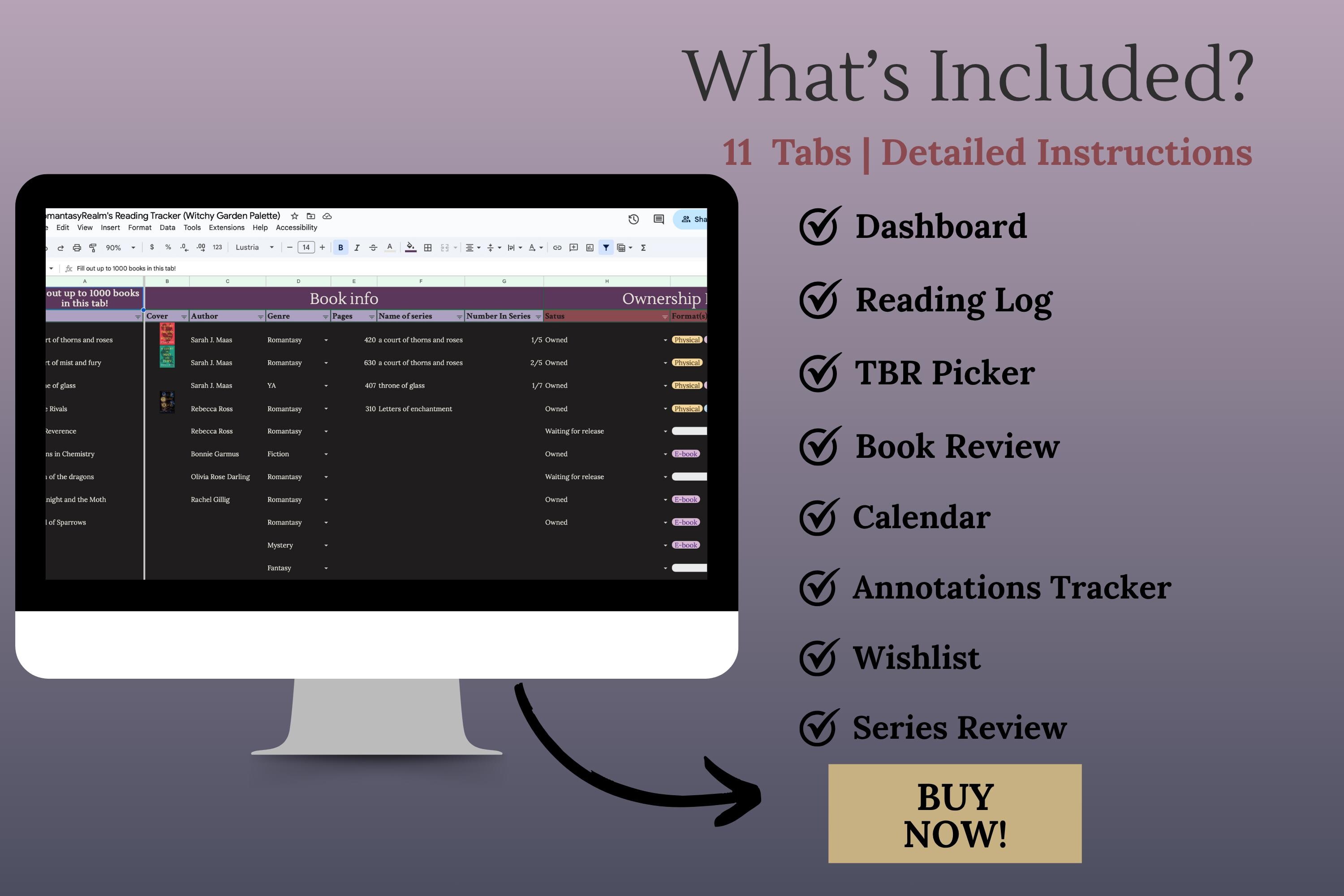 Ultimate Book Reading Tracker: Google Sheets Library Organizer (digital ...