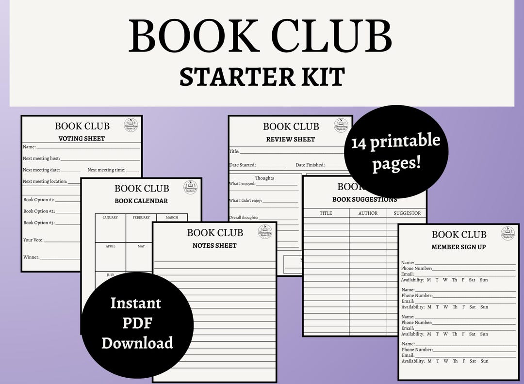 Book Club Starter Kit Downloadable – Organizer, Planner & Discussion ...