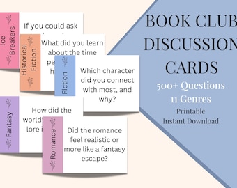 Book Club Discussion Cards Printable, 500+ Reading Questions for ...