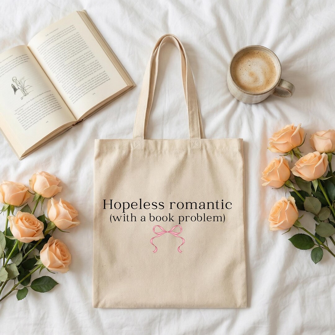 Hopeless Romantic With A Book Problem Canvas Bookish Tote Bag - Etsy