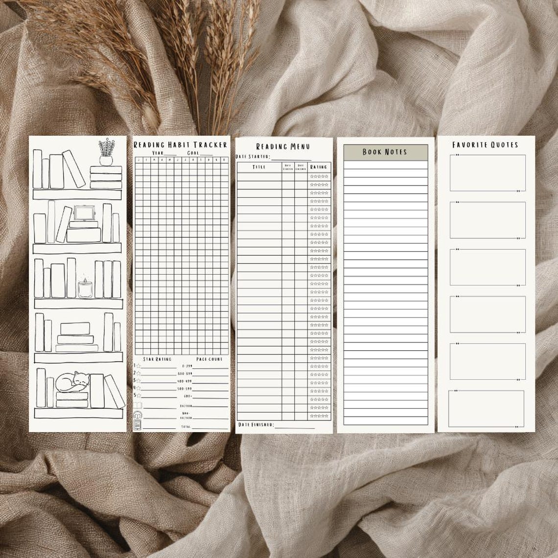Reading Tracker Bookmark Bundle | Printable Gift for Book Lovers (PDF ...