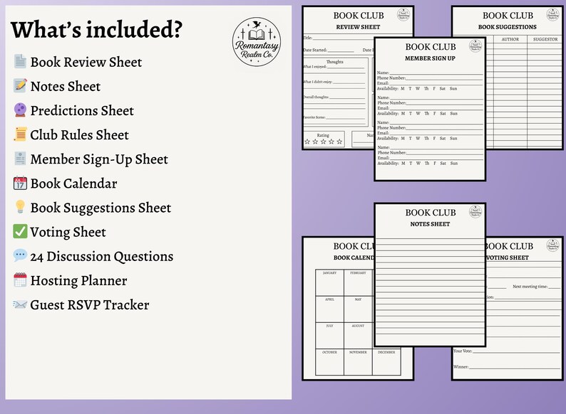 Book Club Starter Kit Downloadable – Organizer, Planner & Discussion ...