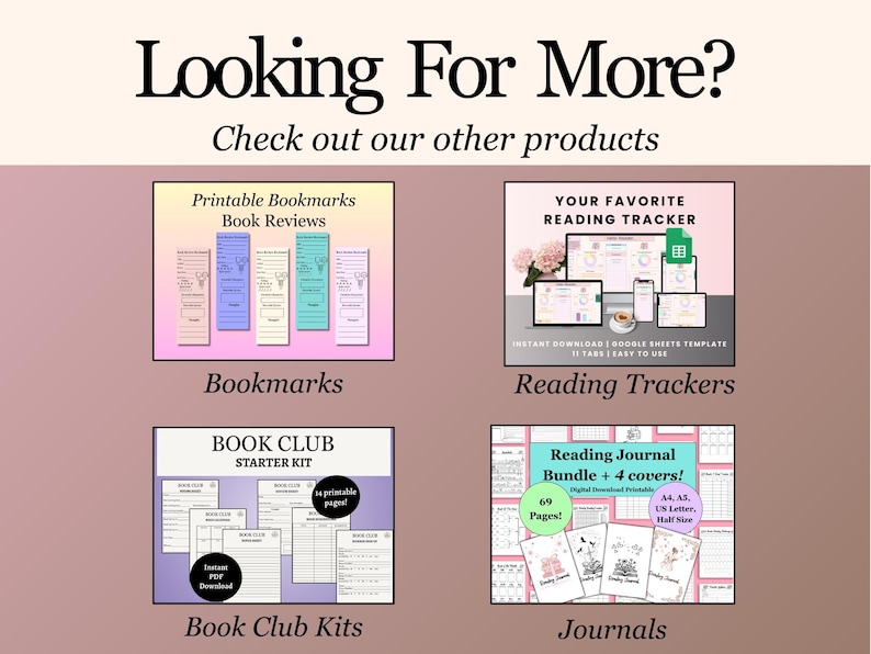 Reading Tracker Bookmark Bundle | Printable Book Tracking Gift for Book ...