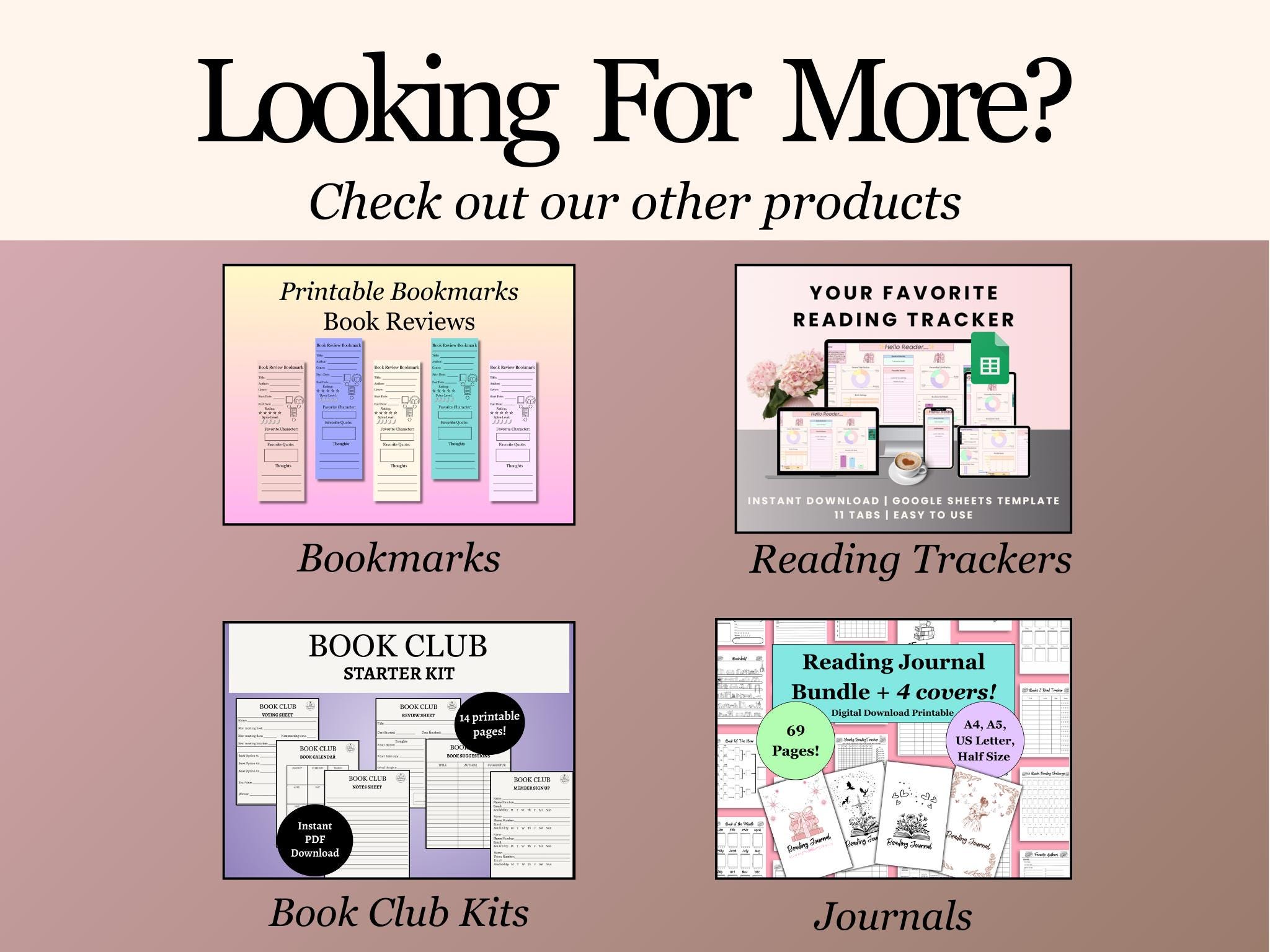 Reading Tracker Bookmark Bundle | Printable Book Tracking Gift for Book ...