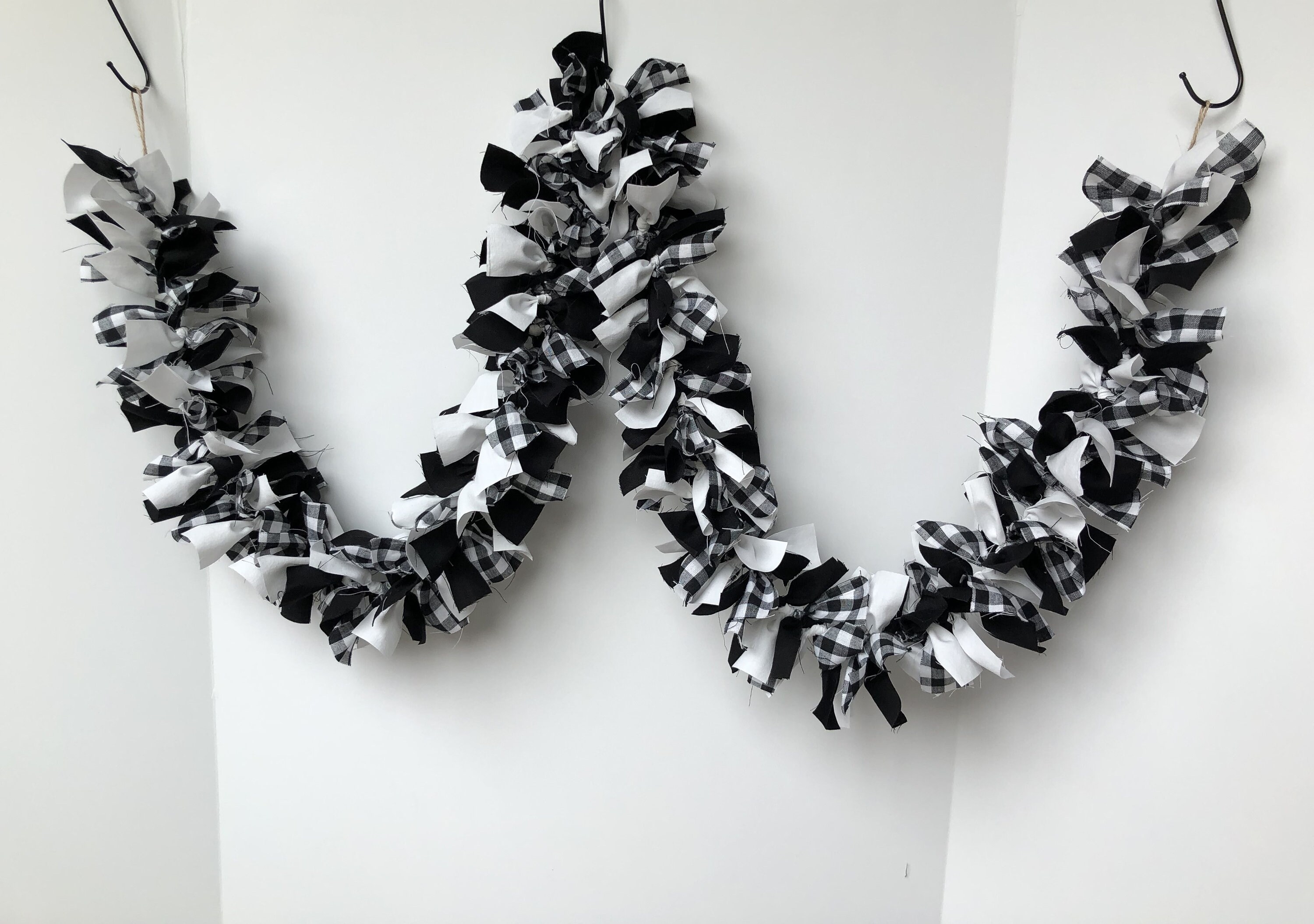 5 Feet 4 Inch Handmade Farmhouse Rag Garland Black and White Check 64 ...