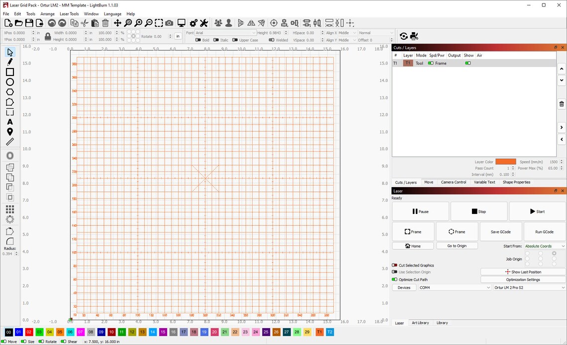 Lightburn Laser Grid Set for Ortur Laser Master | 400mm X 400mm | 15" X ...
