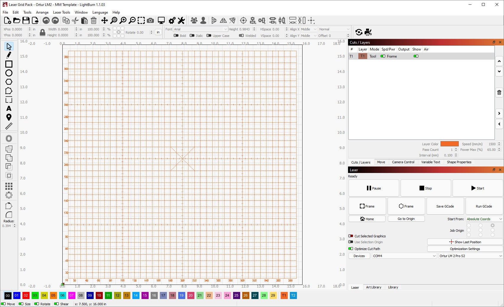 Lightburn Laser Grid Set for Ortur Laser Master | 400mm X 400mm | 15" X ...