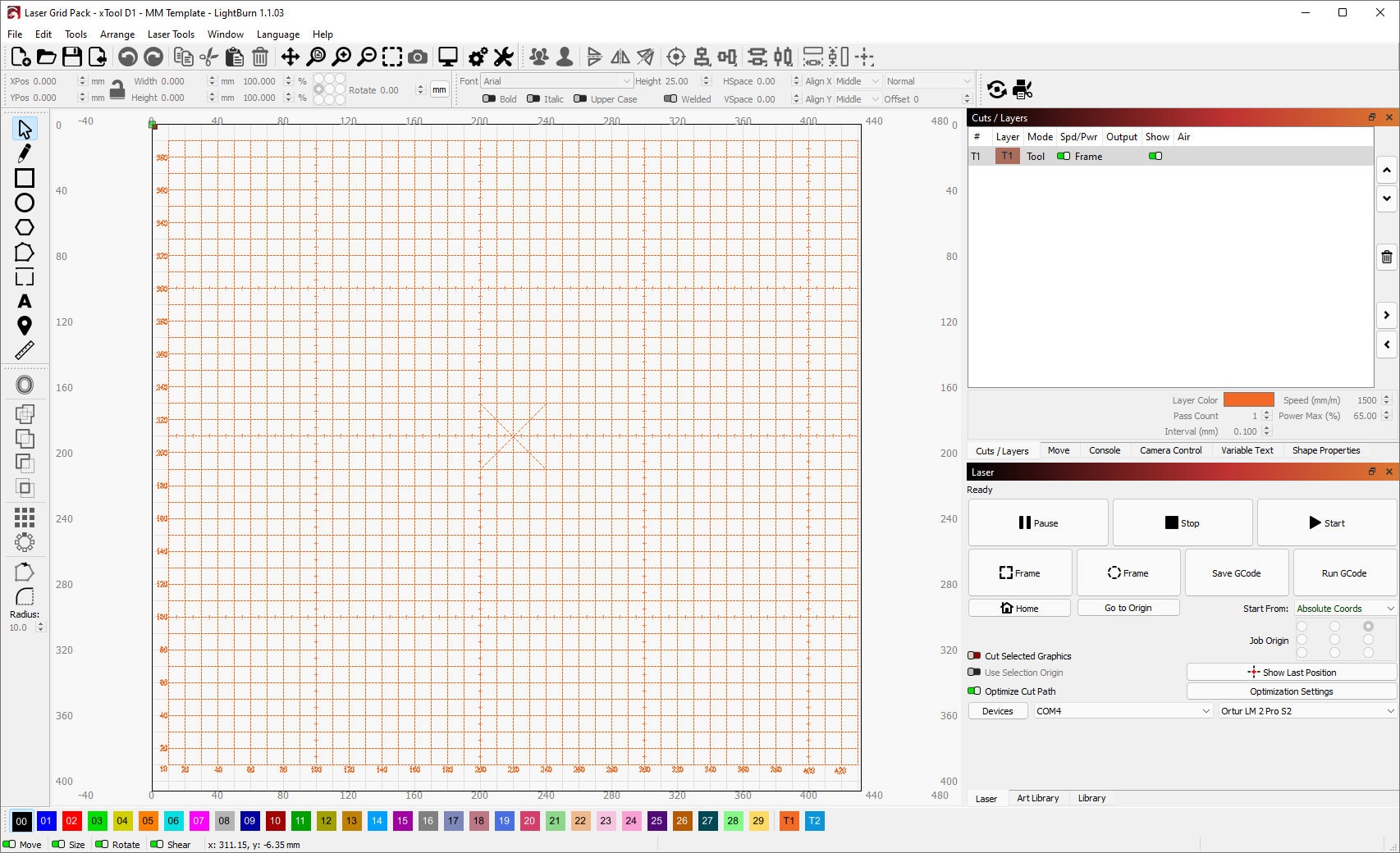Xtool D1 Grid for Lightburn | 432mm X 406mm | 17" X 16" | Metric and Inch Laser Grid | Imperial ...