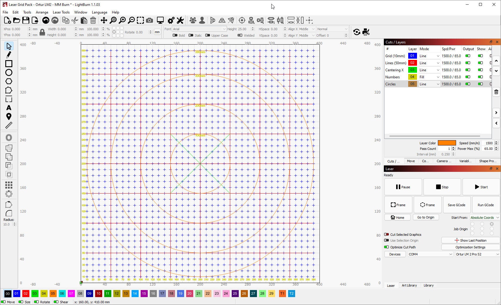Simple Lightburn Laser Grid Set for Ortur Laser Master | 400mm X 400mm ...