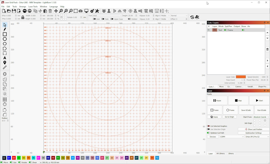 Simple Lightburn Laser Grid Set for Ortur Laser Master | 400mm X 400mm ...