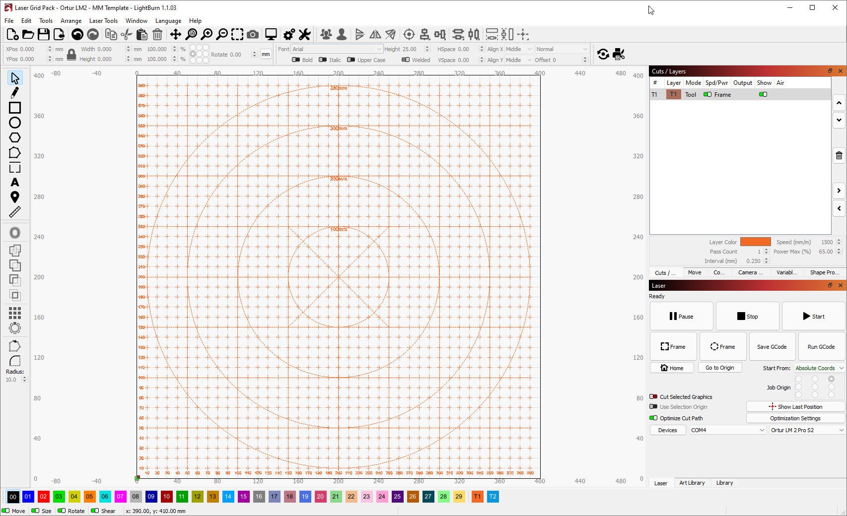 Simple Lightburn Laser Grid Set for Ortur Laser Master | 400mm X 400mm ...