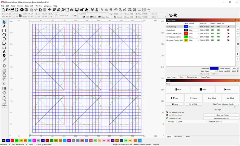Lightburn Coaster Template Set | Circle Coasters | Square Coasters ...