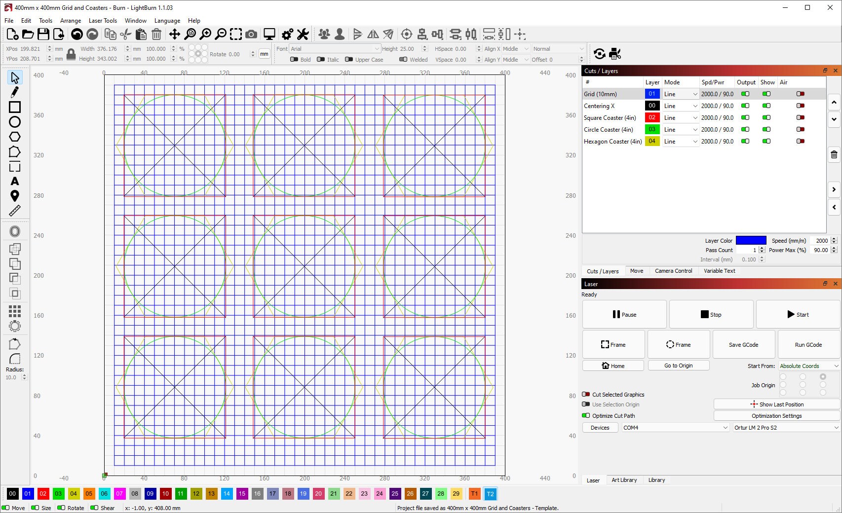 Lightburn Coaster Template Set | Circle Coasters | Square Coasters ...
