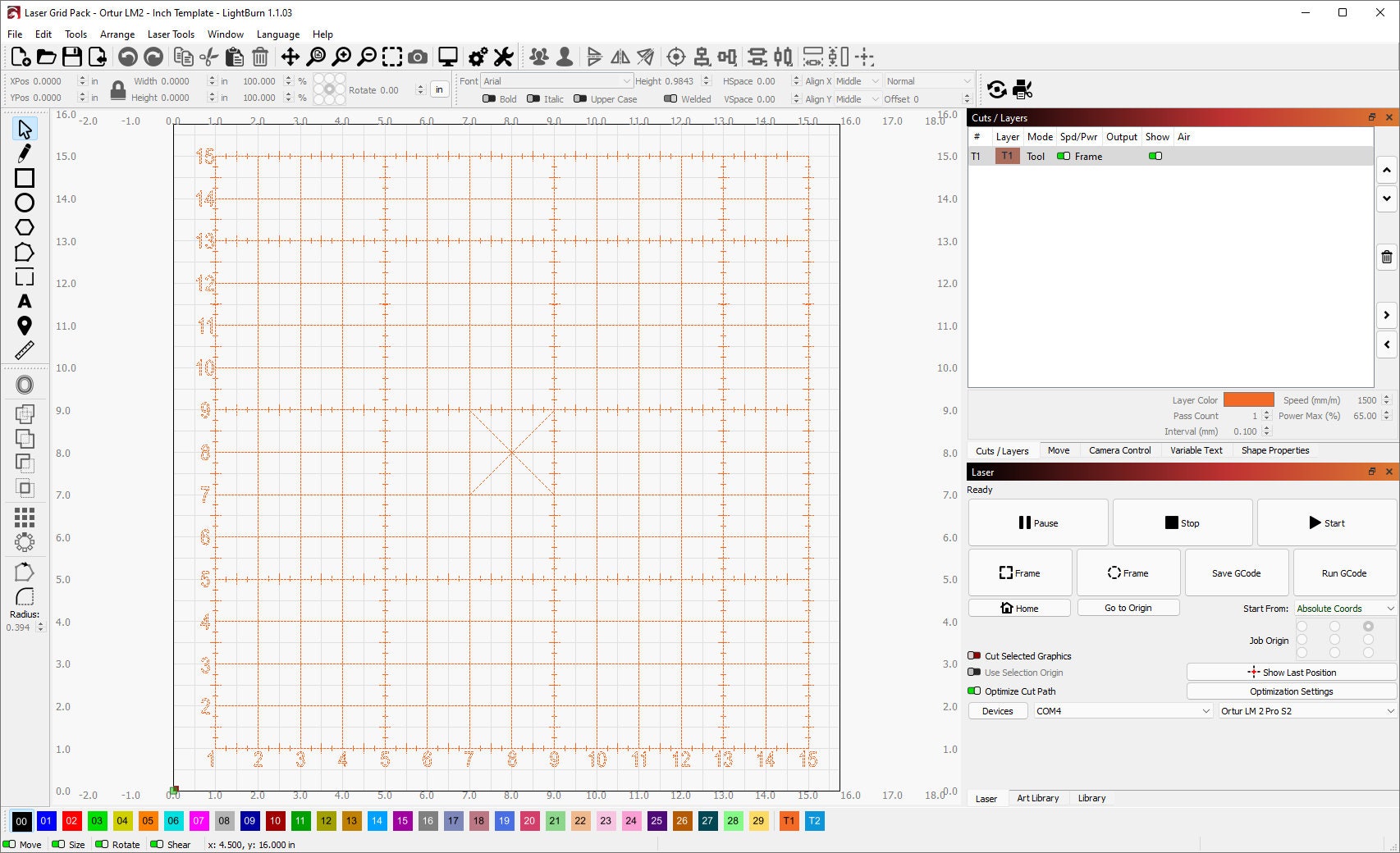 Lightburn Laser Grid Set for Ortur Laser Master | 400mm X 400mm | 15" X ...