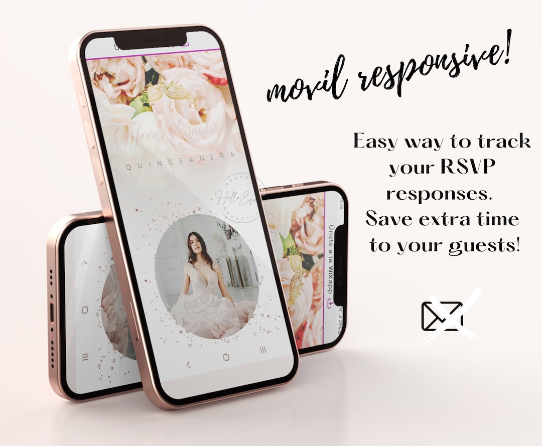 Blush Pink Rose Gold Quinceanera Invitation Website (wix Template) - Etsy