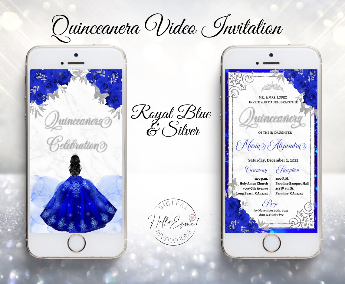 Quinceanera Invitation Royal Blue, Animated Invitation, Video ...