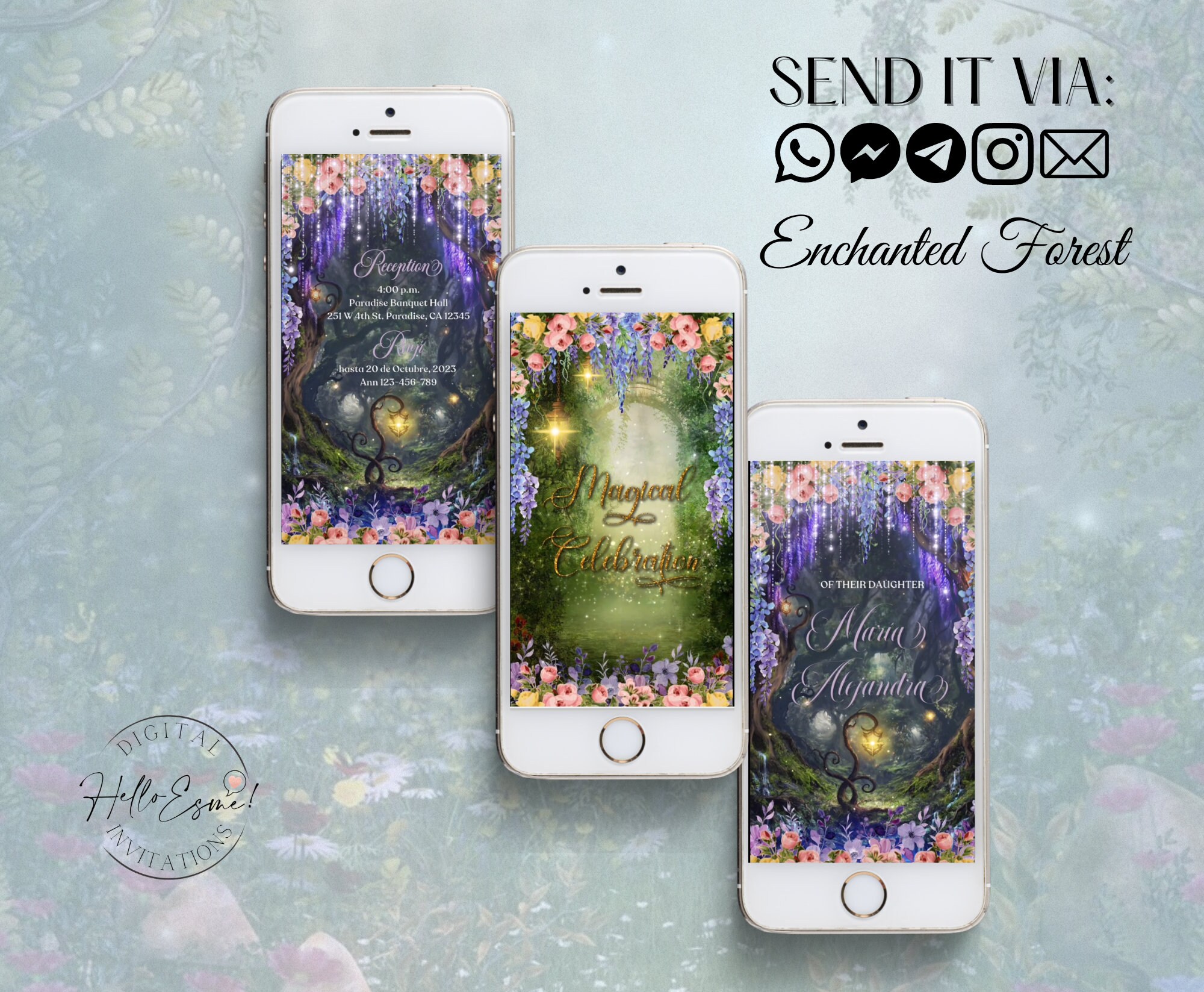 Enchanted Forest Invitation, Quinceanera Invitation, Digital Invitation ...