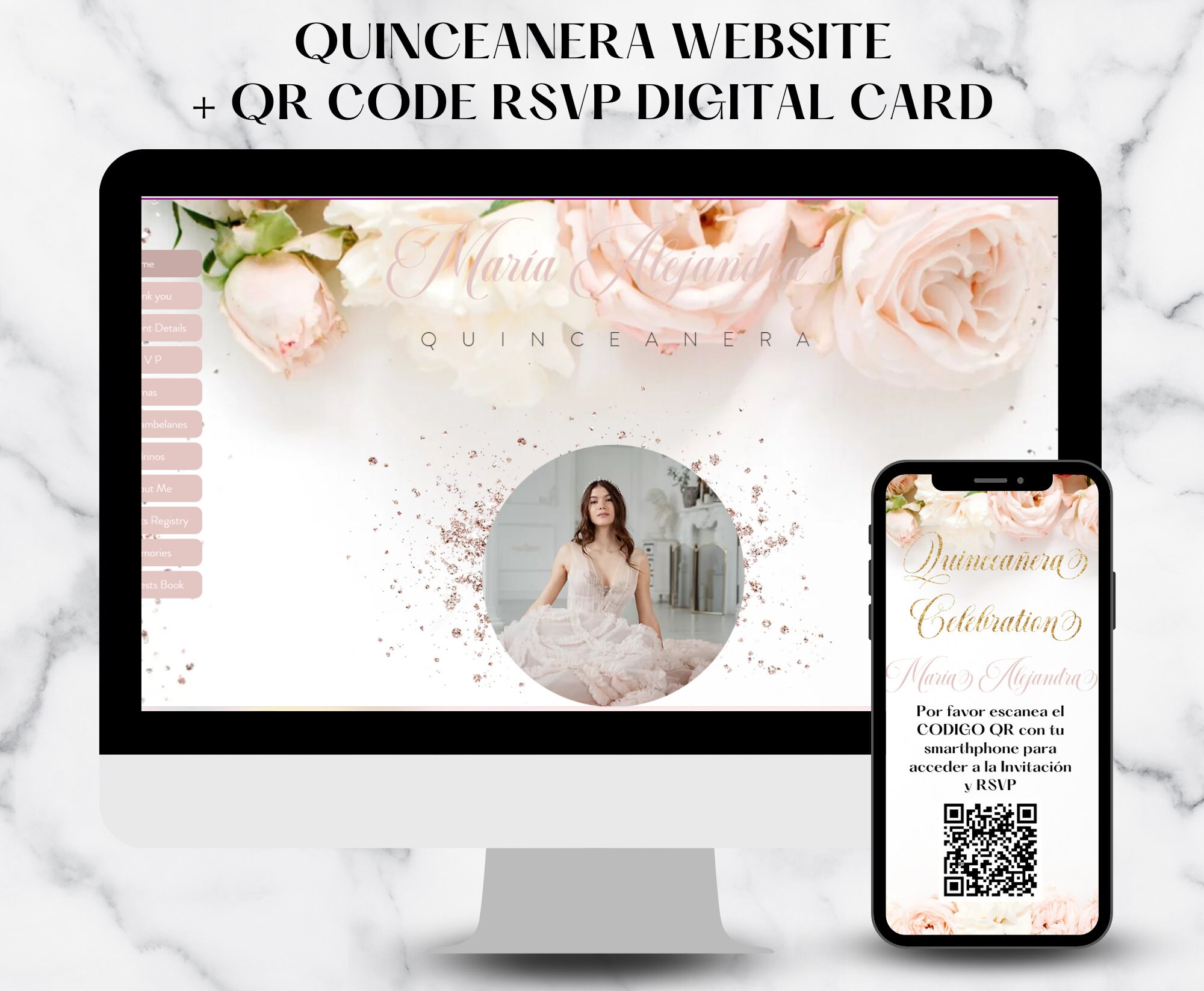 Multilanguage Website Invitation English / Spanish Version. Quinceanera ...