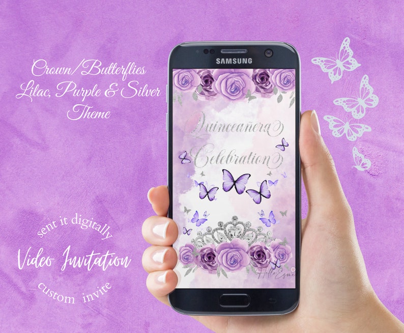 Lilac, Purple and Silver Quinceanera Video Invitation, Quinceañera ...