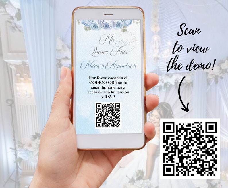 Light Blue and Silver Quinceanera Invitation Website Rsvp - Etsy