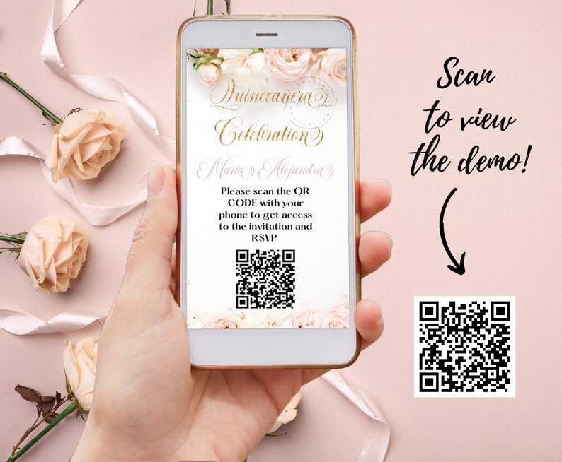 Blush Pink Rose Gold Quinceanera Invitation Website (wix Template) - Etsy