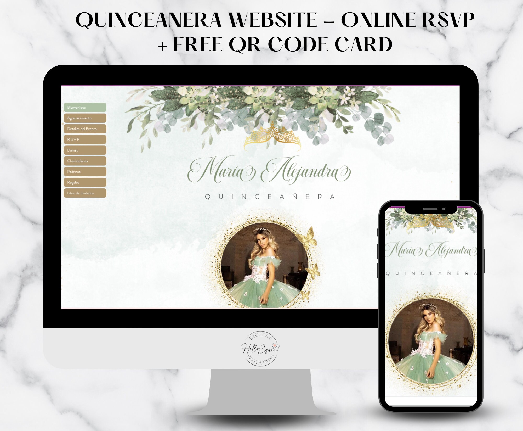 Custom Quinceanera Invitation Rsvp Website, Choose You Own Theme Colors ...