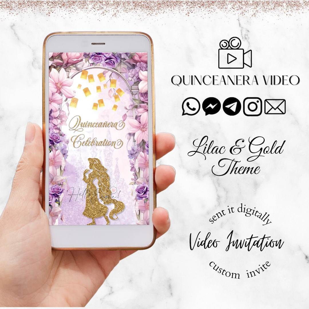 Tangled Quinceanera Invitation, Lilac and Gold, Quince Invitations ...