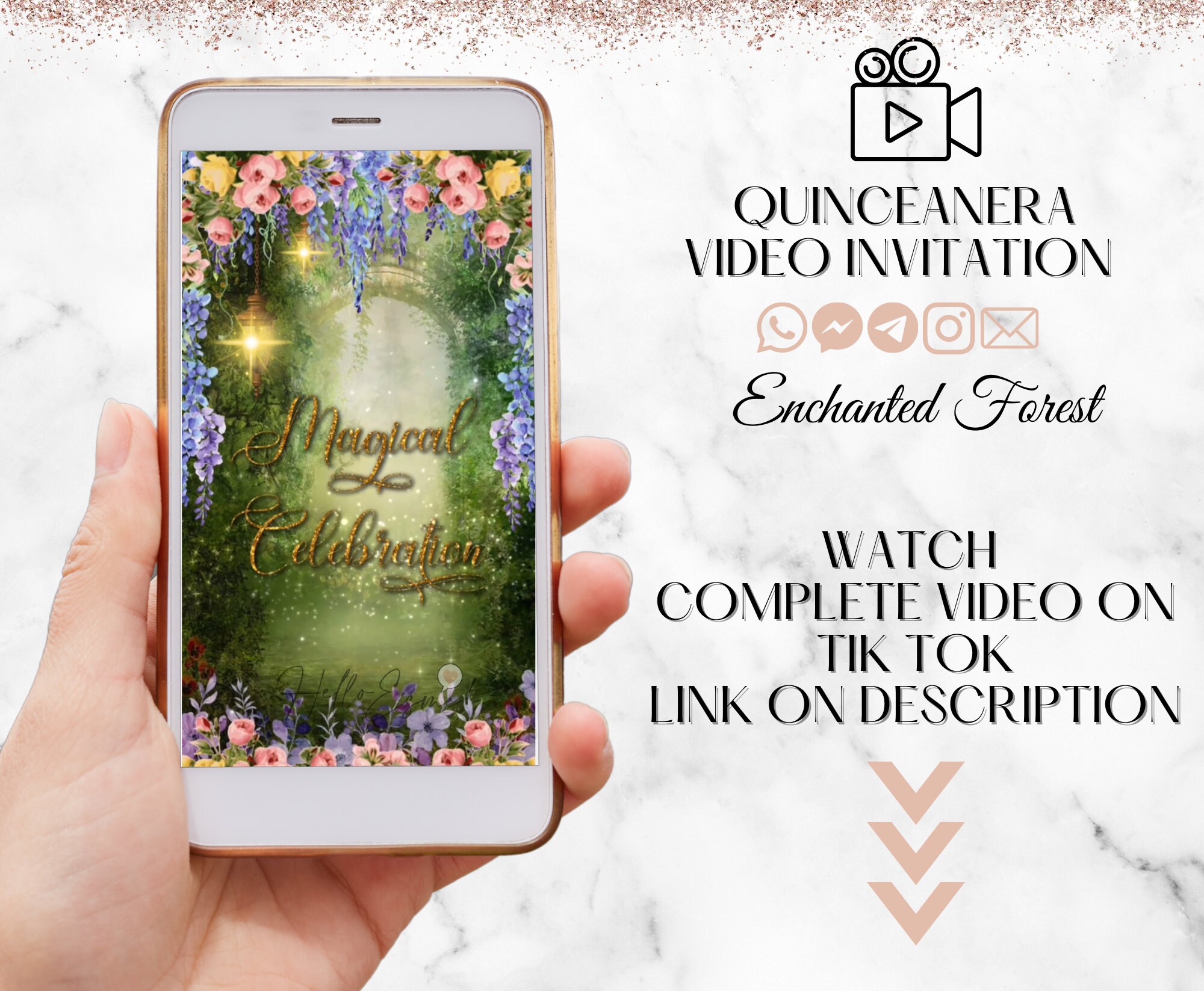 Enchanted Forest Invitation, Quinceanera Invitation, Digital Invitation ...
