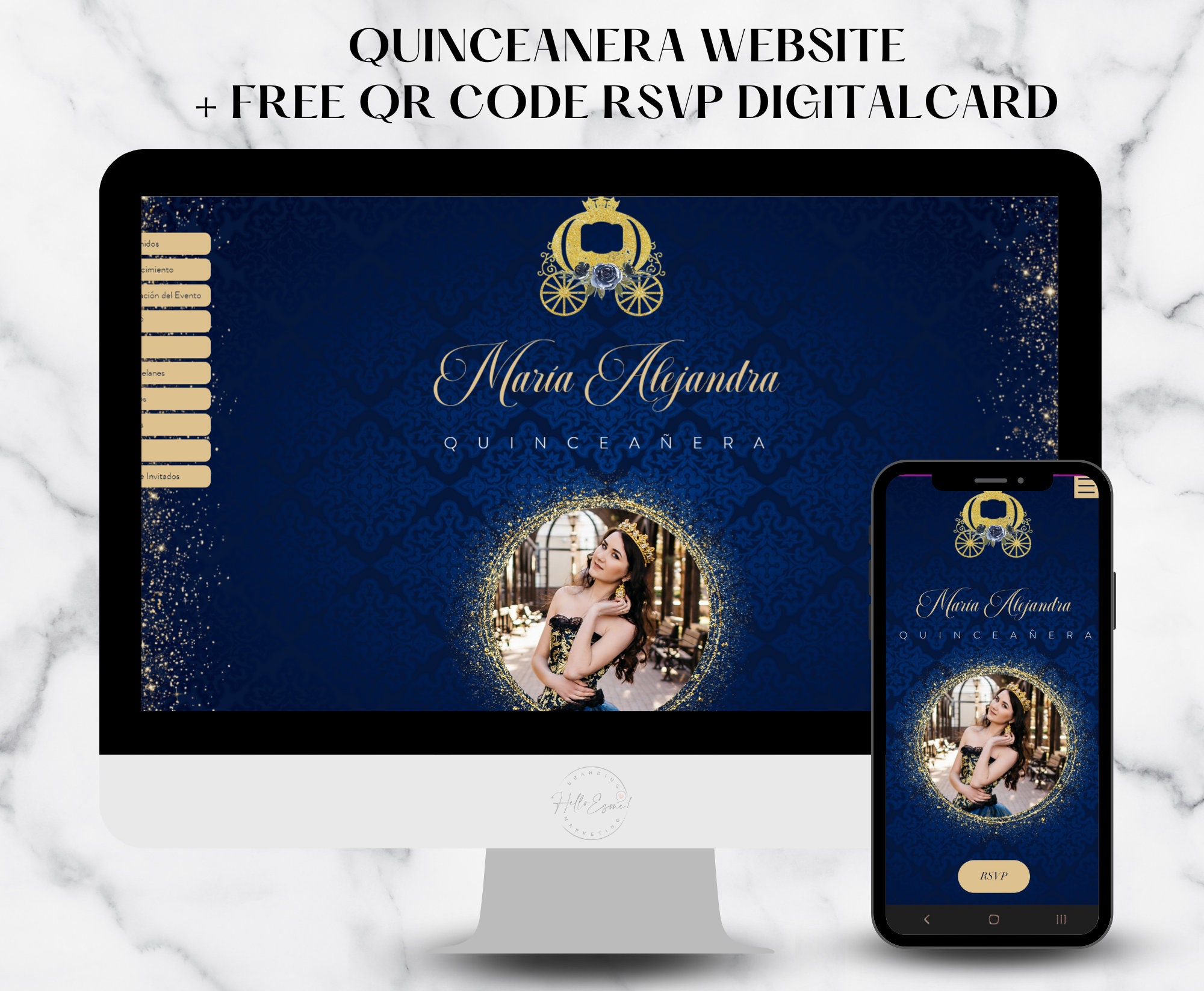 Multilanguage Website Invitation English / Spanish Version. Quinceanera ...