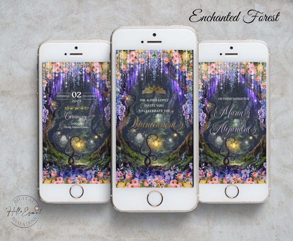 Enchanted Forest Invitation, Quinceanera Invitation, Digital Invitation ...