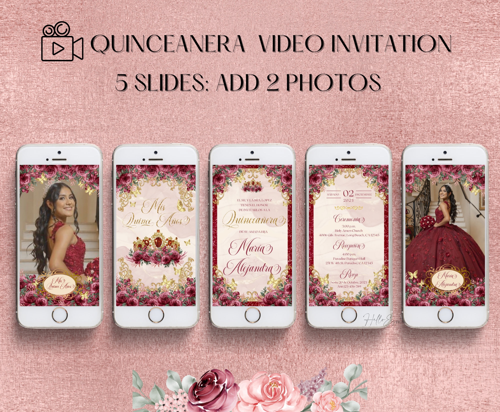Custom Video Invitation With 5 Pages, Quinceañera Invitation ...