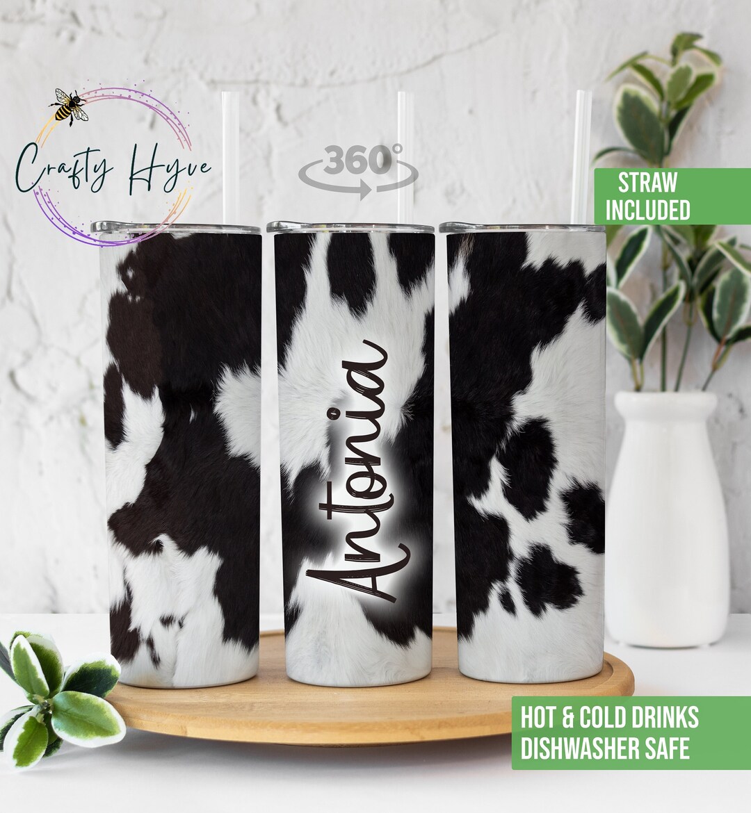 Cowhide Tumbler Personalized Cow Print Tumbler With Name - Etsy
